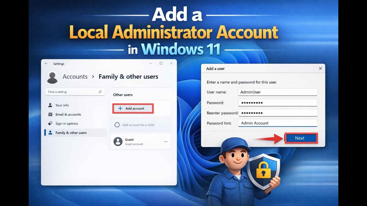 How to Add a Local Administrator Account in Windows 11 | GearUpWindows ...