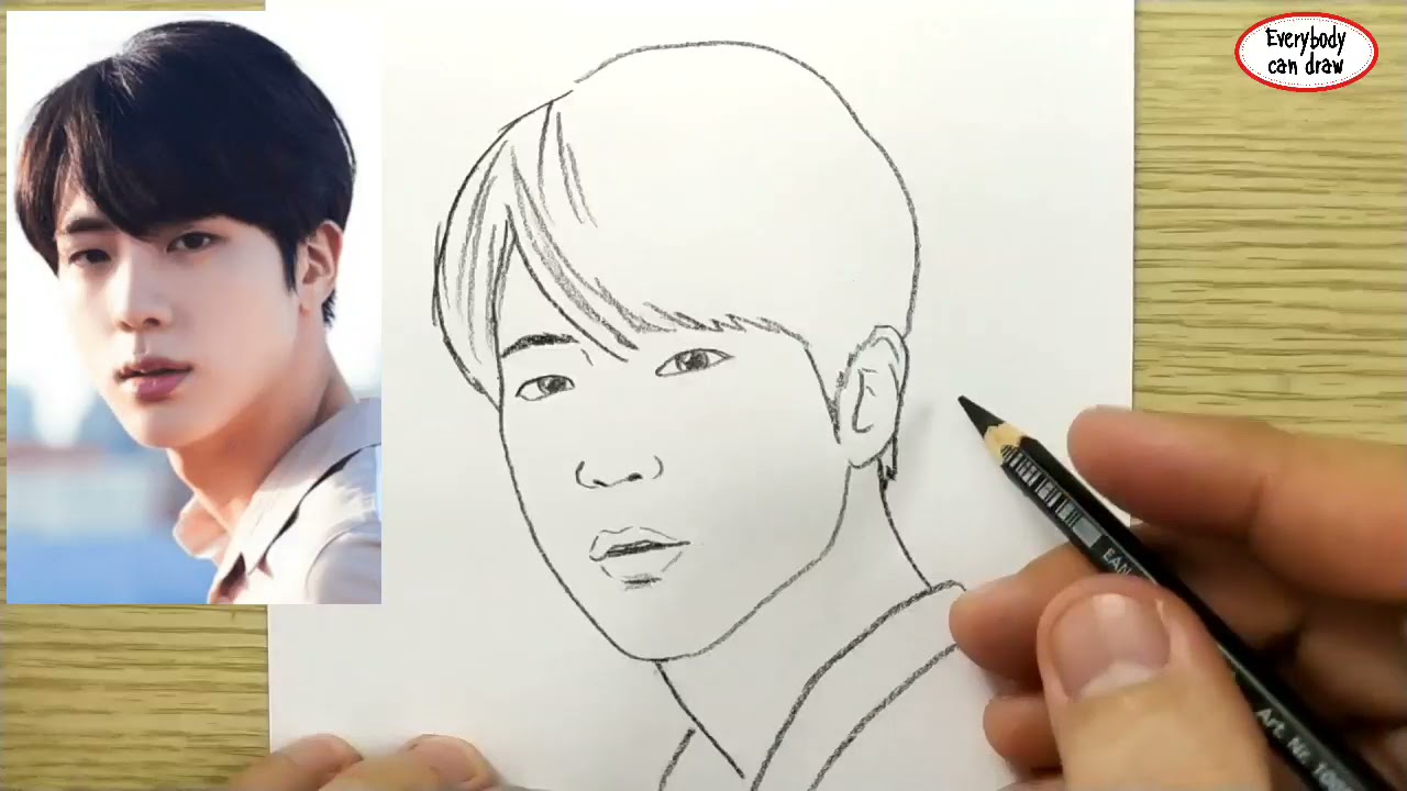 VERY EASY , How to draw jin bts / learn drawing academy - YouTube