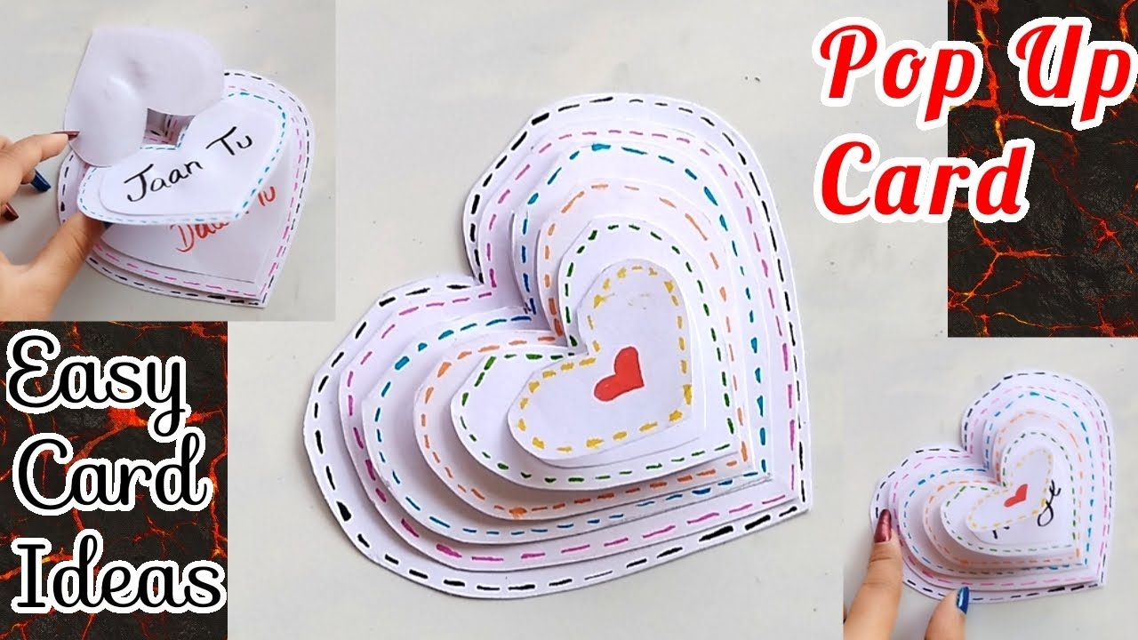 How to make Valentine's Pop Up Card / Craft paper pop up card ideas ...