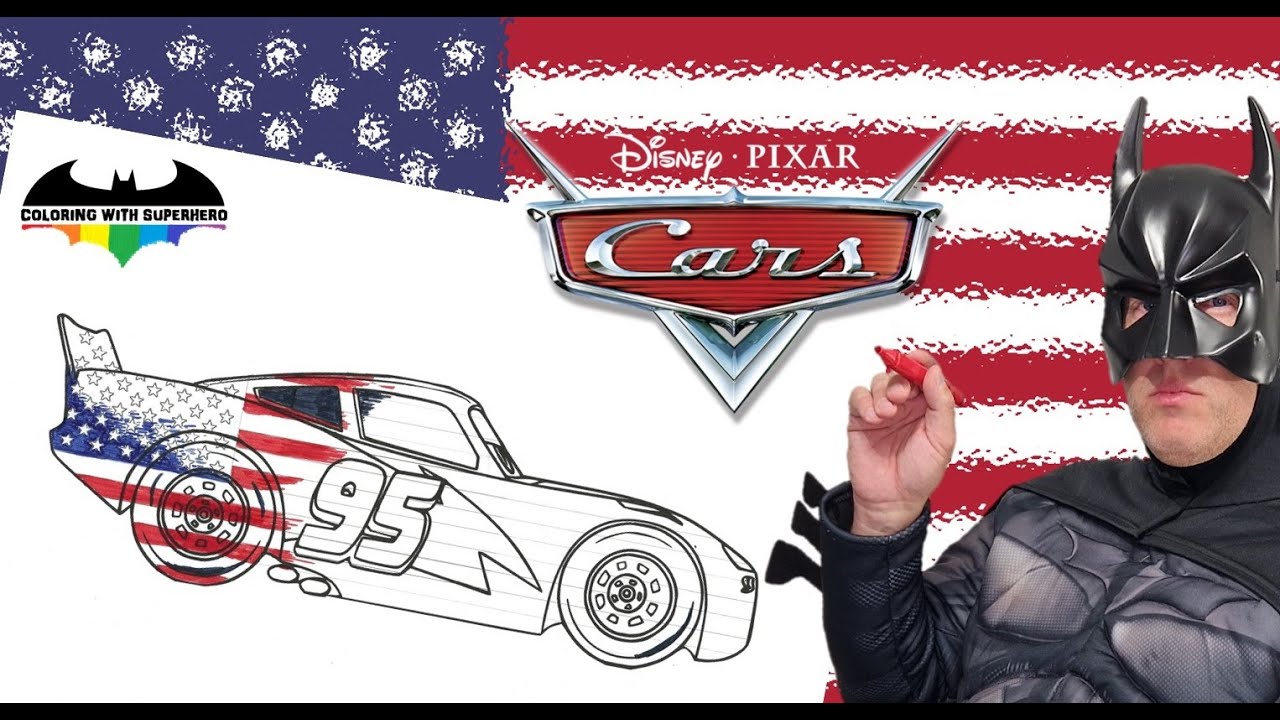 Coloring LIGHTING McQUEEN in cool colors 🔵🔴⚪ - YouTube