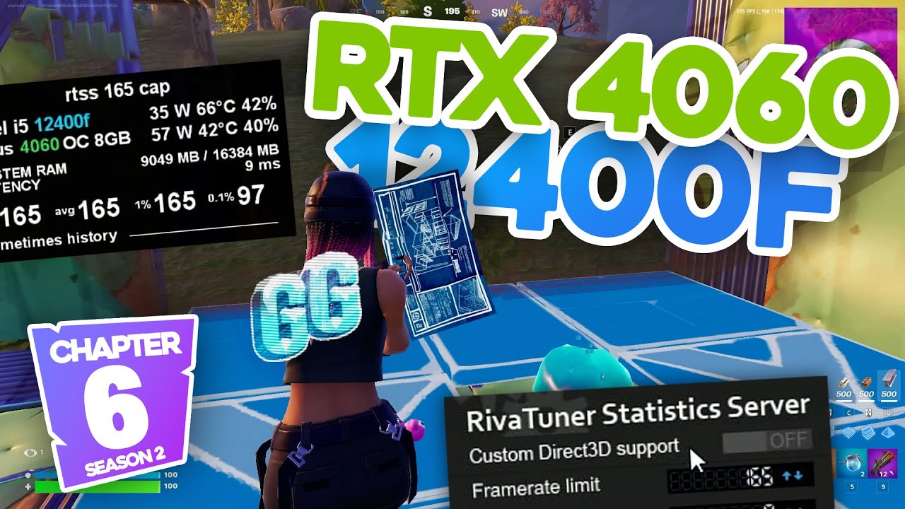 i5 12400f RTX 4060 RTSS 165 fps cap ranked fortnite fps test ...