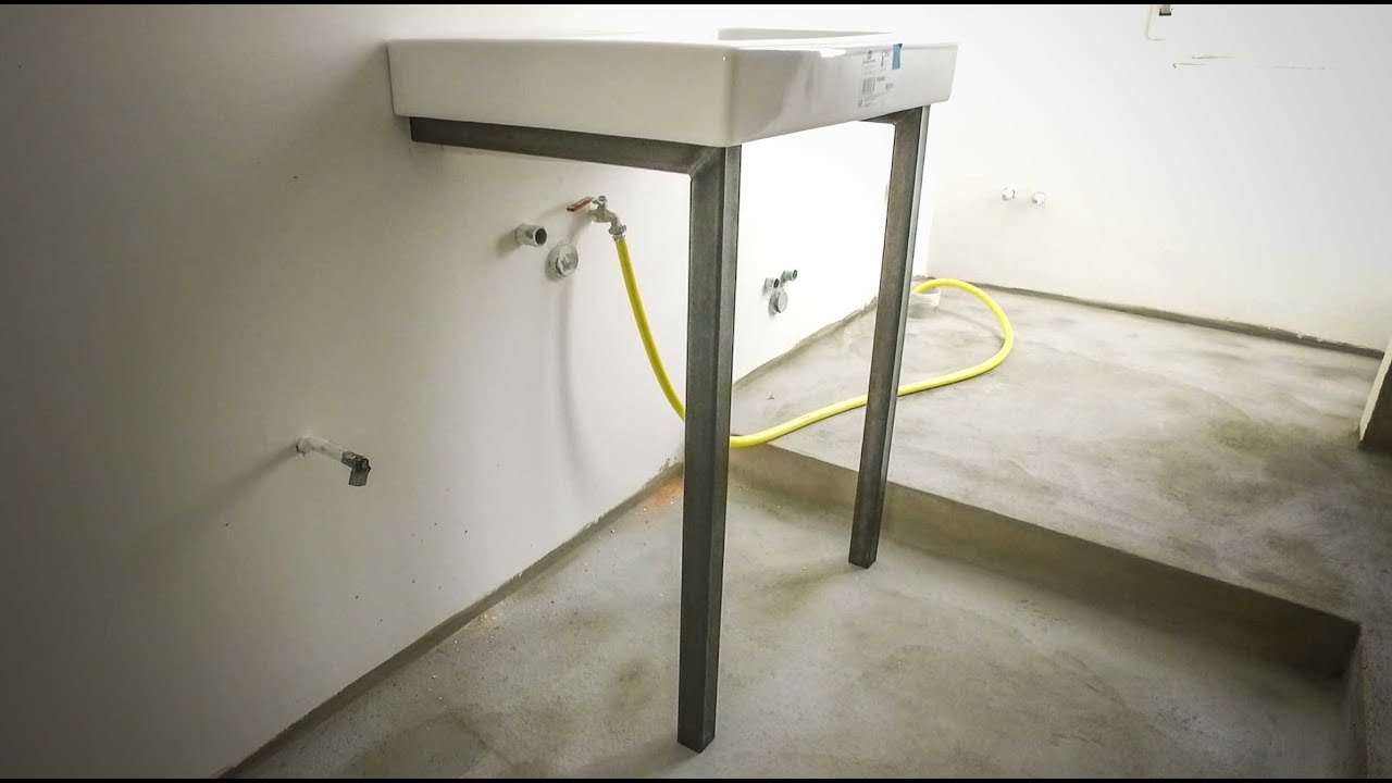 Sink base with concealed wall mounting angles - YouTube