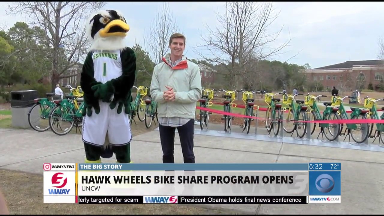 UNCW Hawk Wheels bike share program opens - YouTube