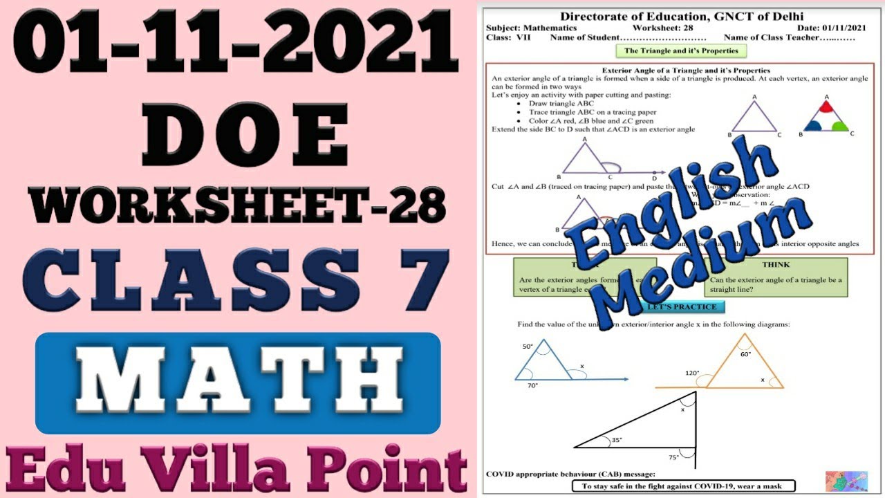 Class 7 Math English Medium Worksheet 28 01 11 2021 Class 7 Math In Class 7 Math English Medium Worksheet 28 01 11 2021 Class 7 Math In