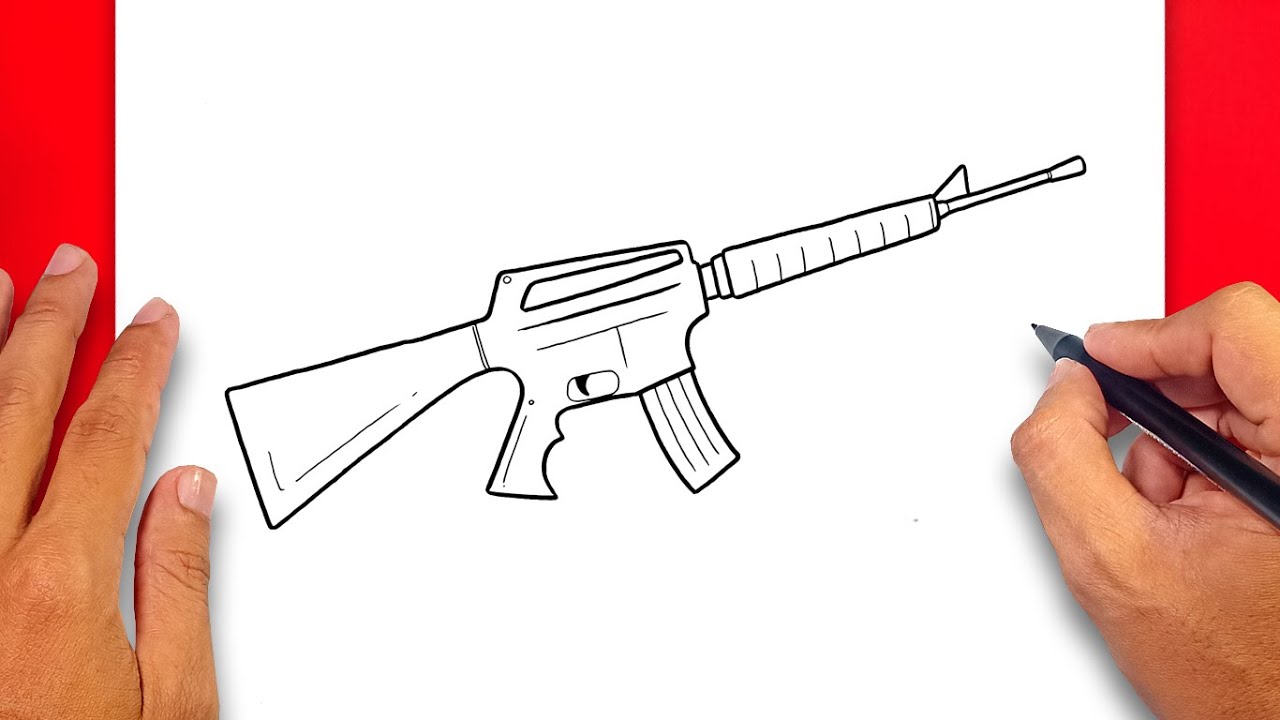 How to draw Machine Gun - Easy Drawing Machine Gun - YouTube