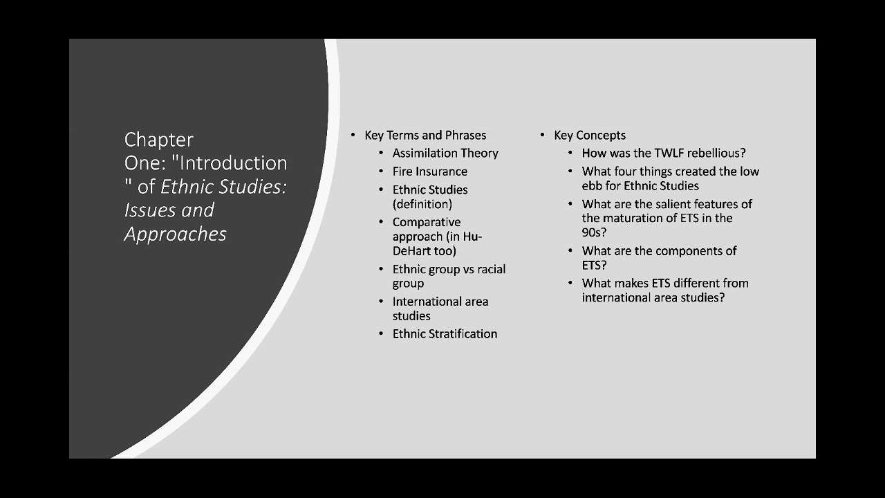 Chapter 1: Introduction to Ethnic Studies Issues and Approaches Lecture ...