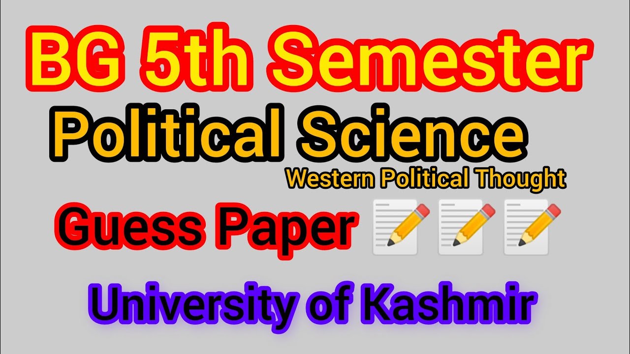 BG 5th Semester Political Science | Western Political Thought | Guess ...