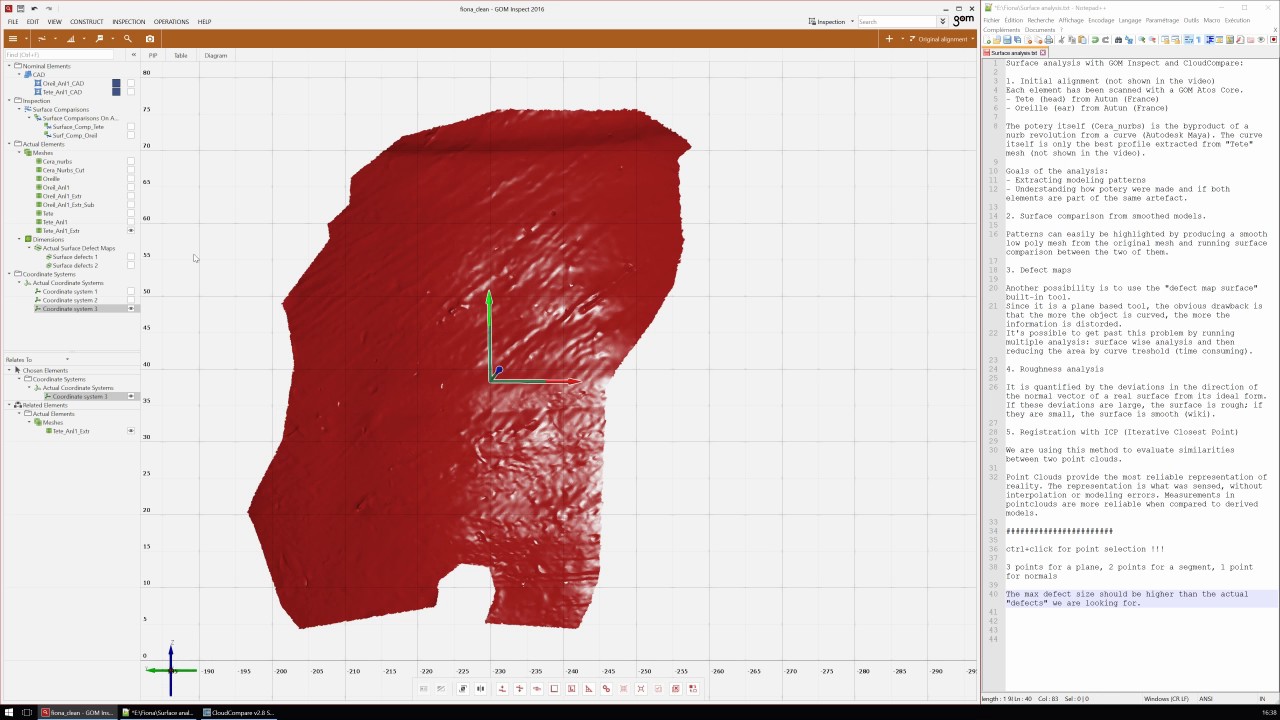 Step by step archaeological artefact surface analysis (GOM Inspect, CloudCompare, Meshlab) - YouTube