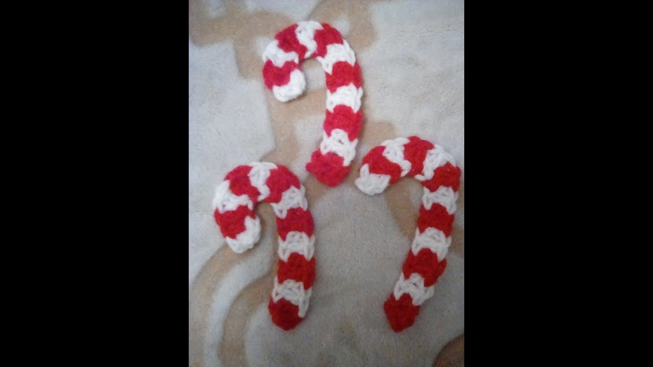 How to Crochet Candy Cane Applique | Crochet Candy Cane Ornament ...