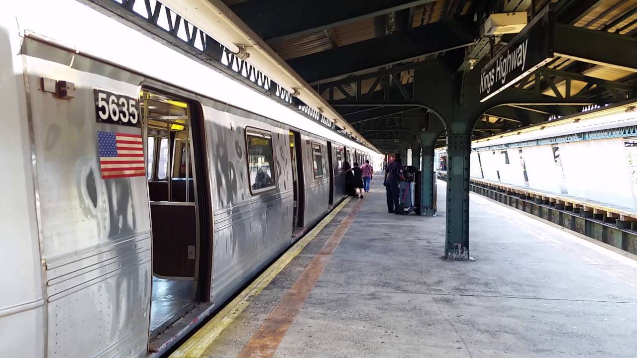 R46 (F) Train arriving at and leaving Kings Highway - YouTube