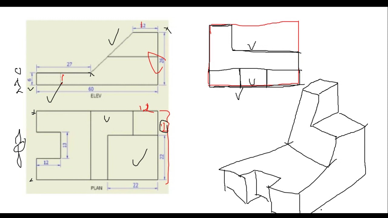 last practice problems finding the missing view and drawing the 3D ...