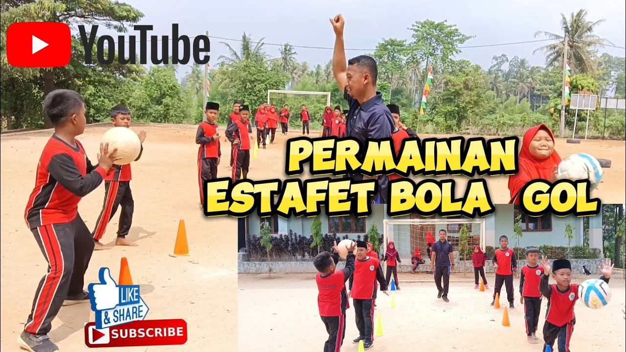Estafet bola |permainan lempar tangkap| bola gol - YouTube