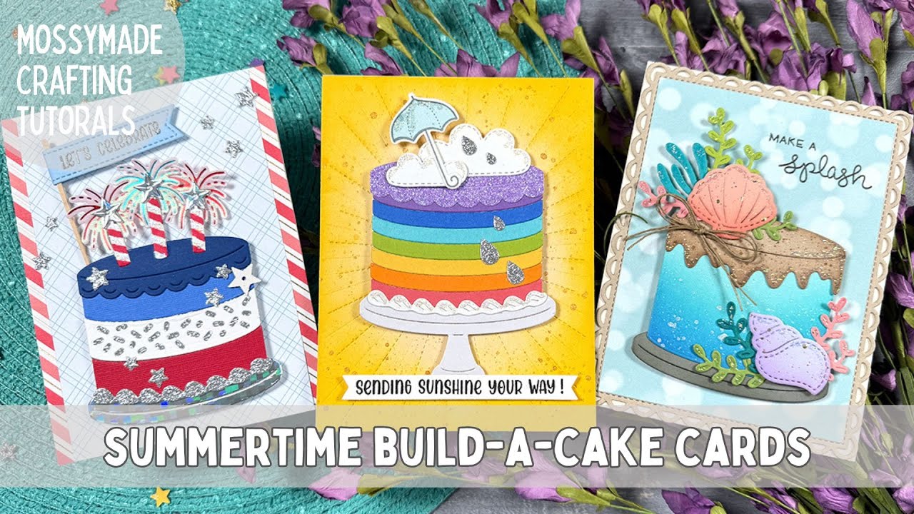 Summertime Build-A-Cake Cards - Patriotic, Ocean, and Rainbow! - YouTube