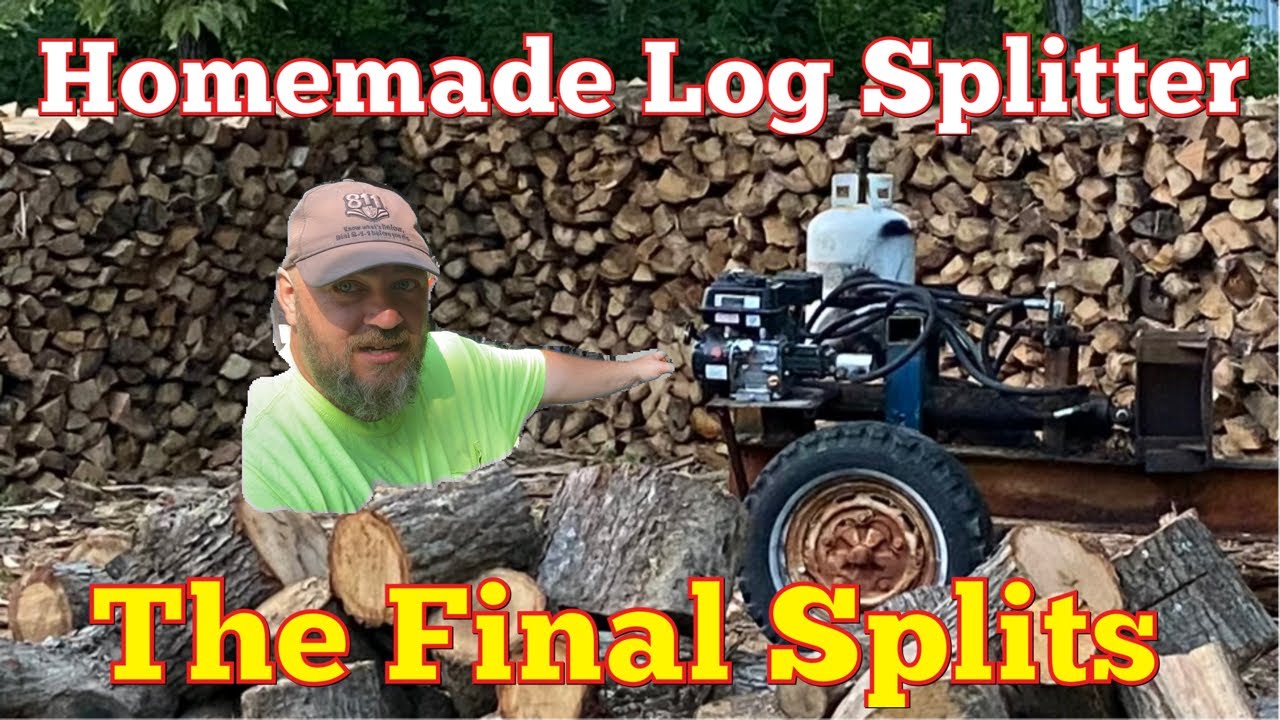 The Final Split! Homemade Log Splitter Gets Another Job Done! - YouTube