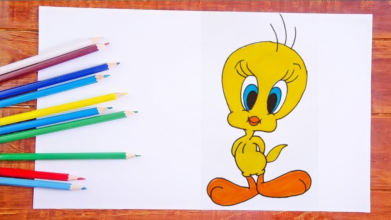 how to draw Tweety Bird,Tweety Bird drawing,easy drawing of Tweety Bird ...