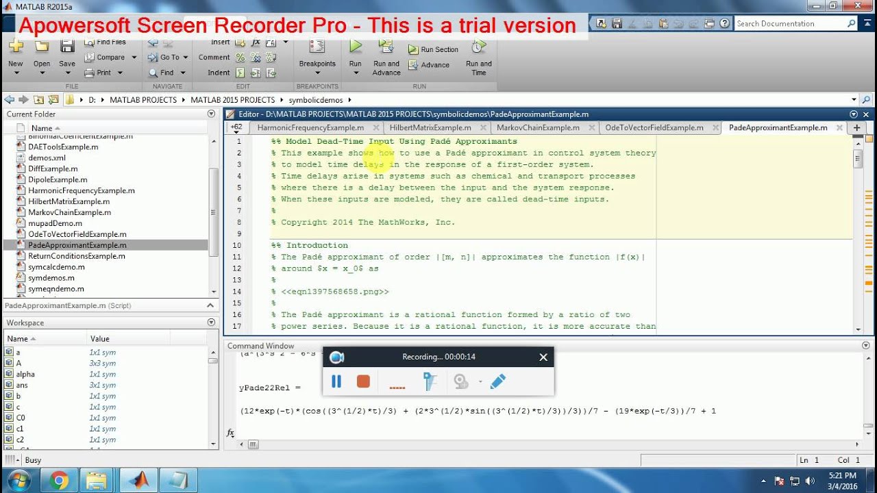 Matlab PadÉ Approximants Youtube