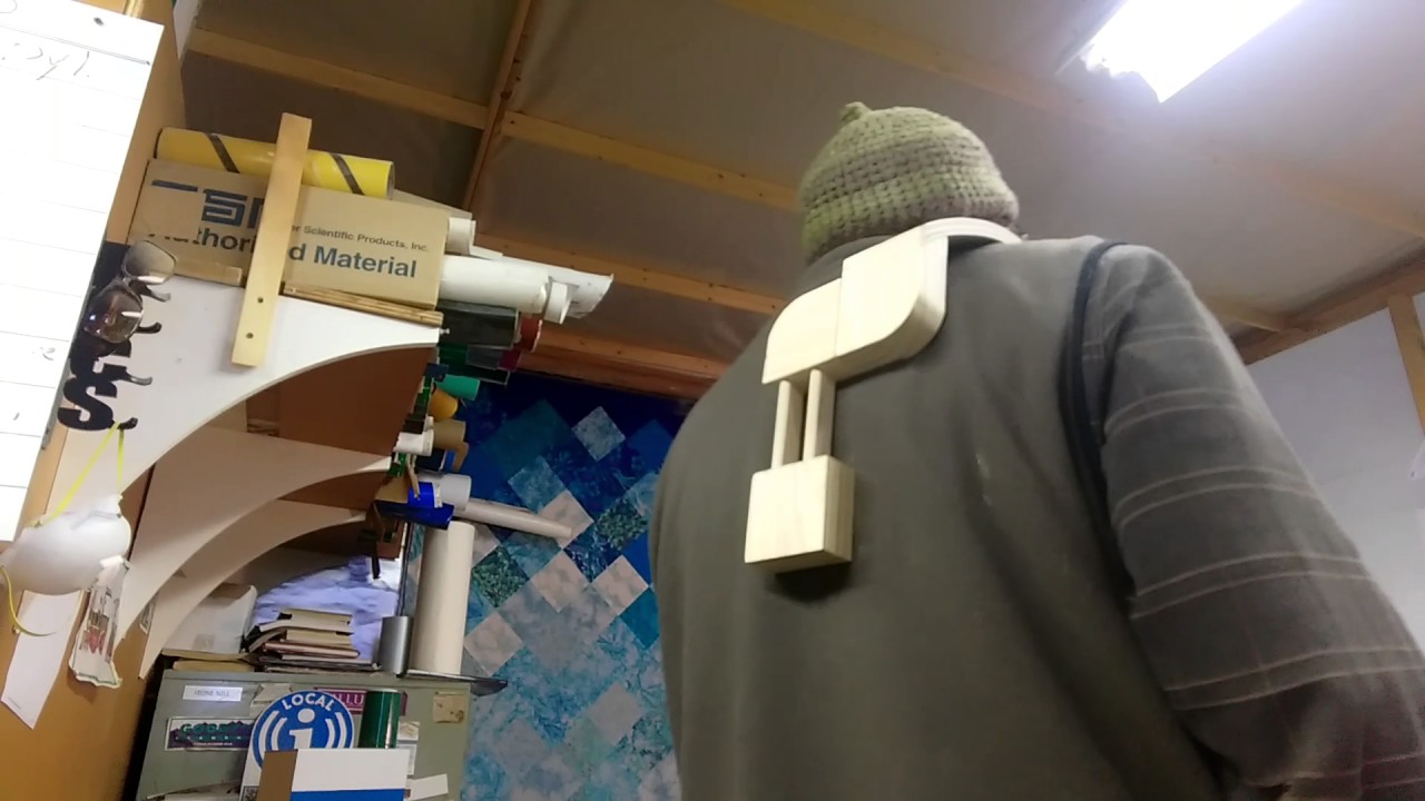 All wood Sidewinder video camera hands free holder - YouTube