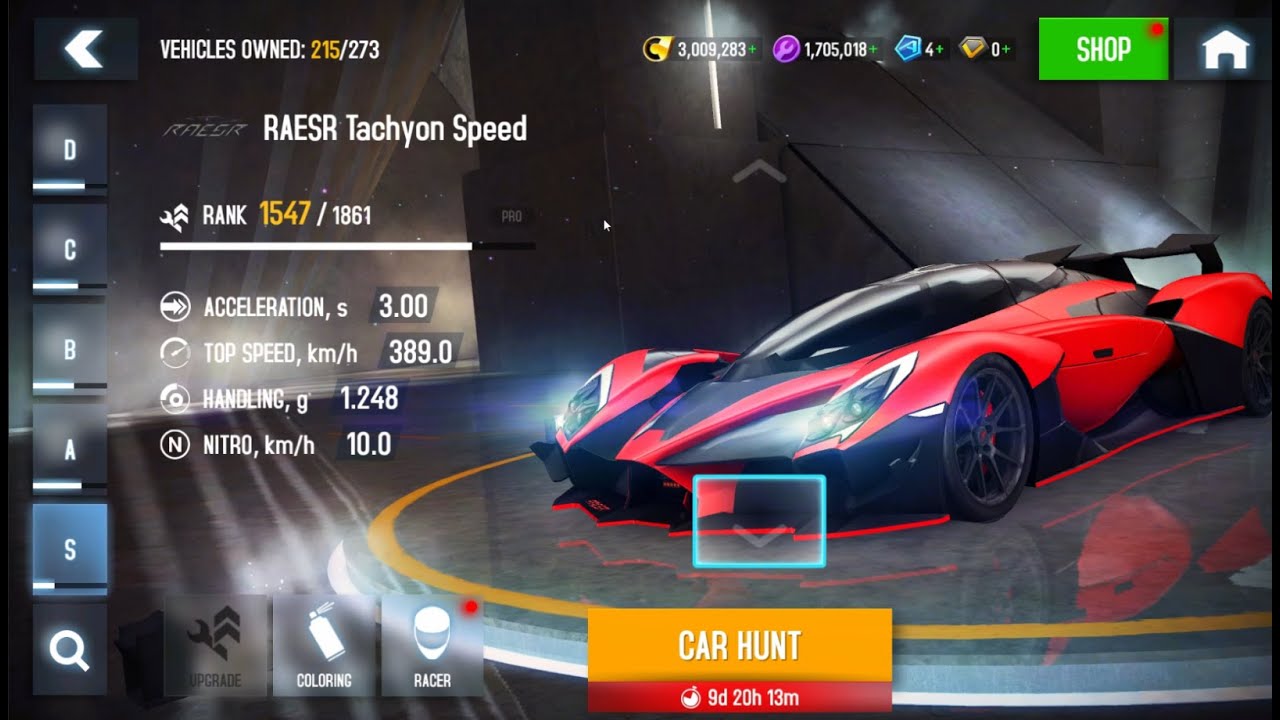 FREE RAESR TACHYON SPEED (CAR HUNT) - YouTube