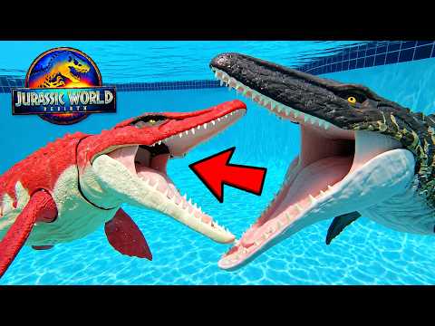 I Found a Giant Tylosaurus vs Mosasaurus in My Pool! Jurassic World Dinosaurs!