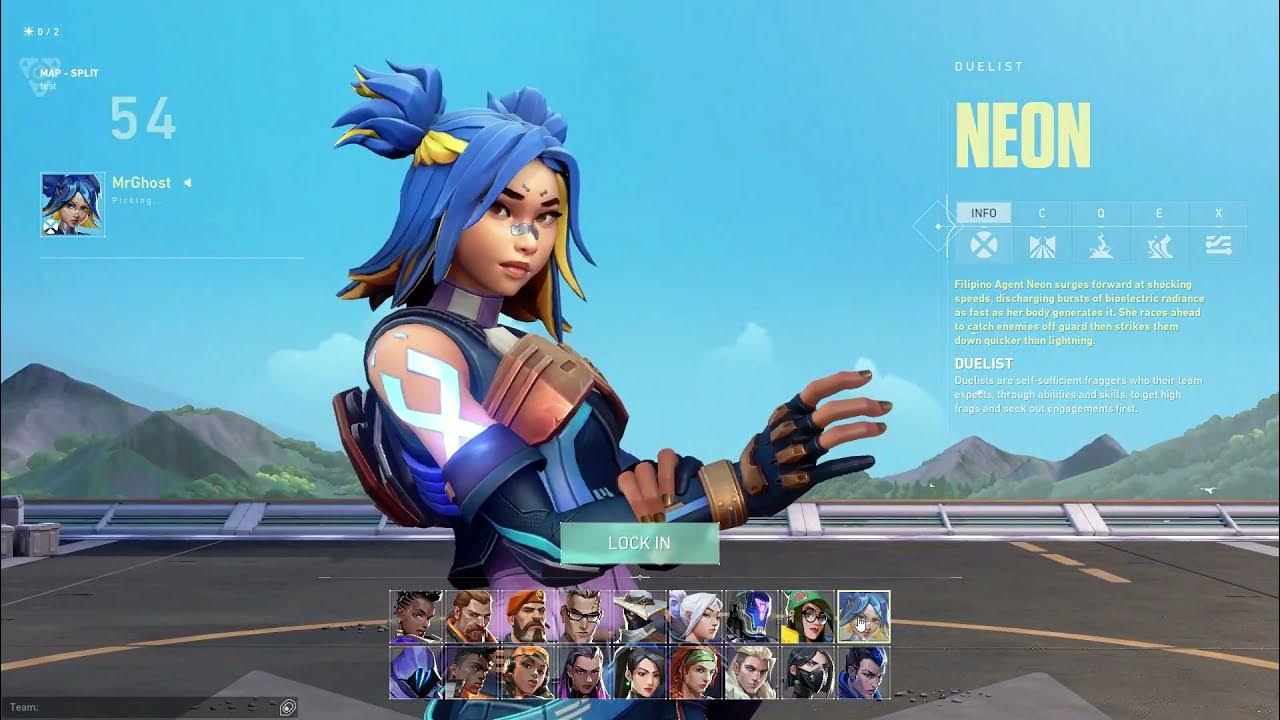 Neon agent selection screen and animation - Valorant - YouTube