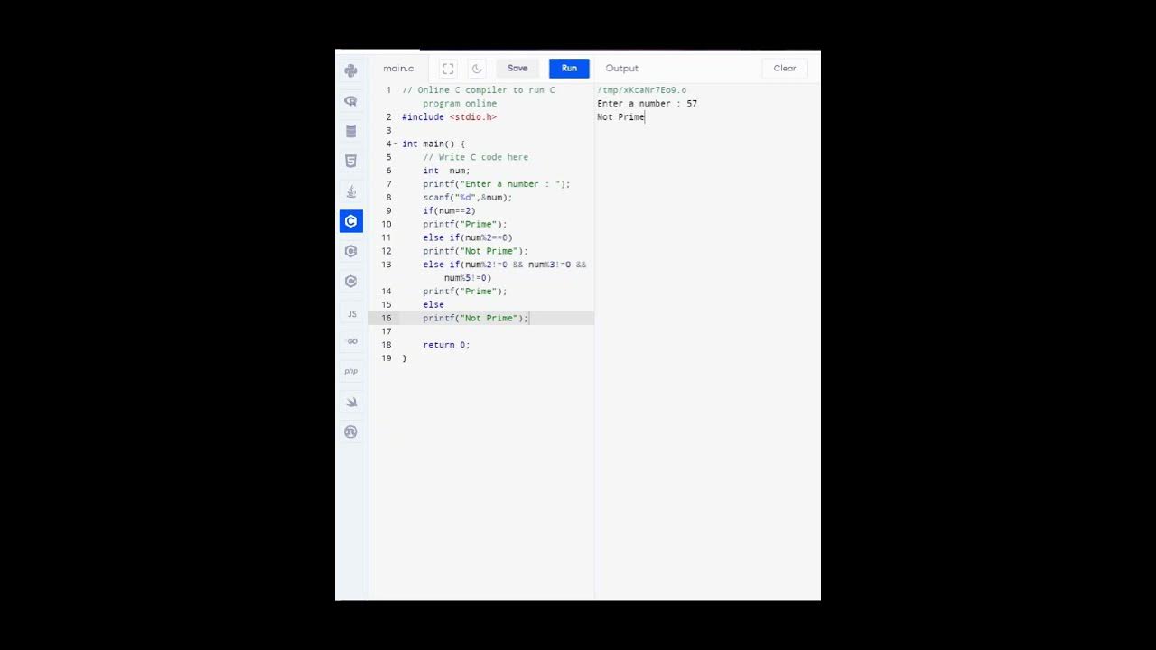 Easy Logic Program To Check Given Number Is Prime Or Not In C Programming Language Youtube