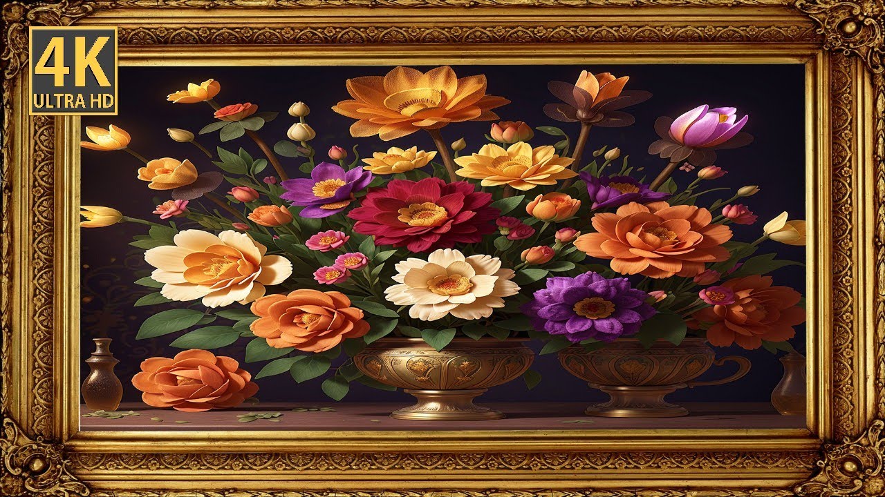 ÇERÇEVELİ EKRAN. TABLO TV. ÇERÇEVE TV. FRAMED PAİNTİNG . ÇİÇEKLER TABLO ...