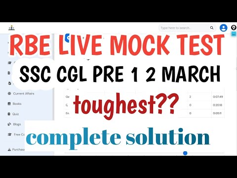 RBE LIVE MOCK TEST CGL PRE 1-2 MARCH 2025 | SSC CGL RBE LIVE MOCK TEST ...