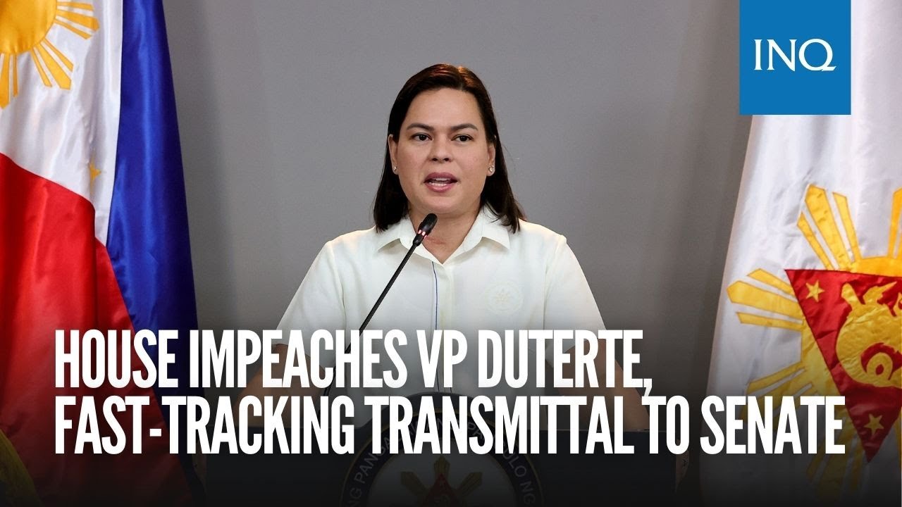 House impeaches VP Duterte, fast-tracking transmittal to Senate - YouTube