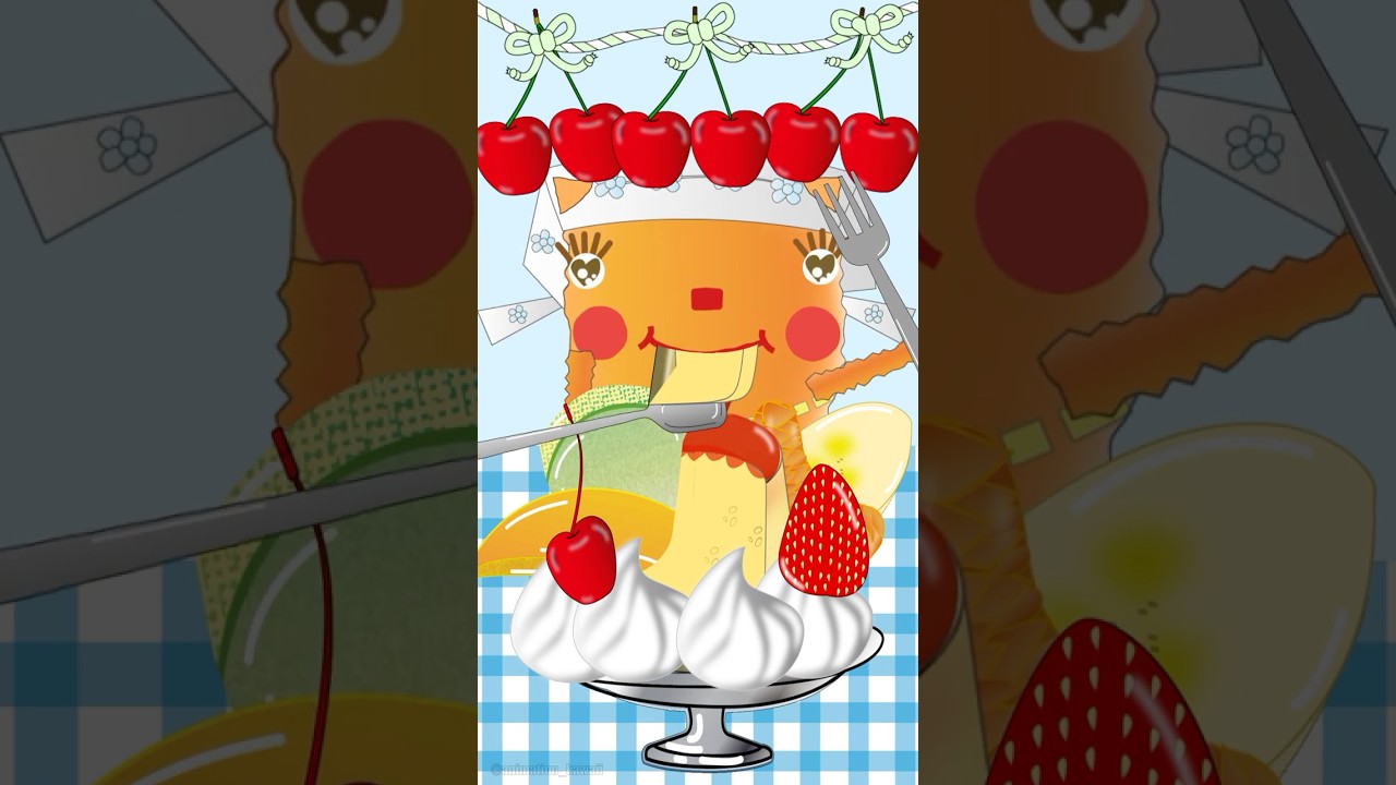 Pudding and fruit! #animation #animated #cartoon #eatinganimation # ...