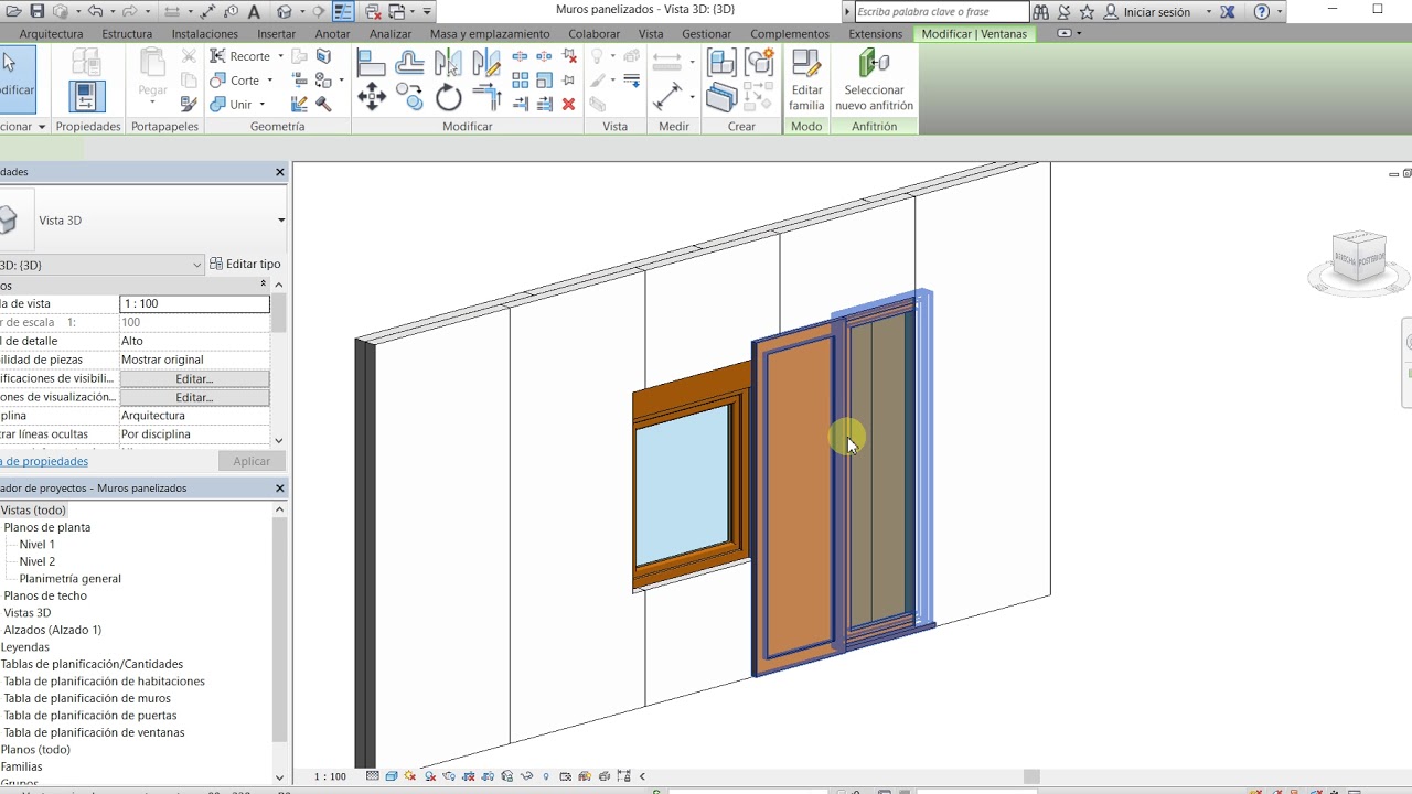 INTRODUCCIÓN DE VENTANAS EN MUROS PANELIZADOS CON REVIT - YouTube