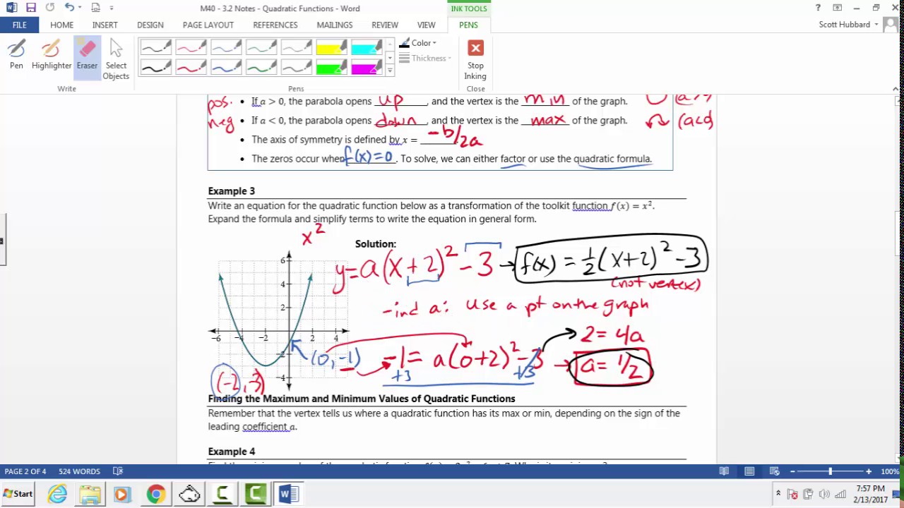 LMC Math 40 - 3.2: Quadratic Functions - YouTube