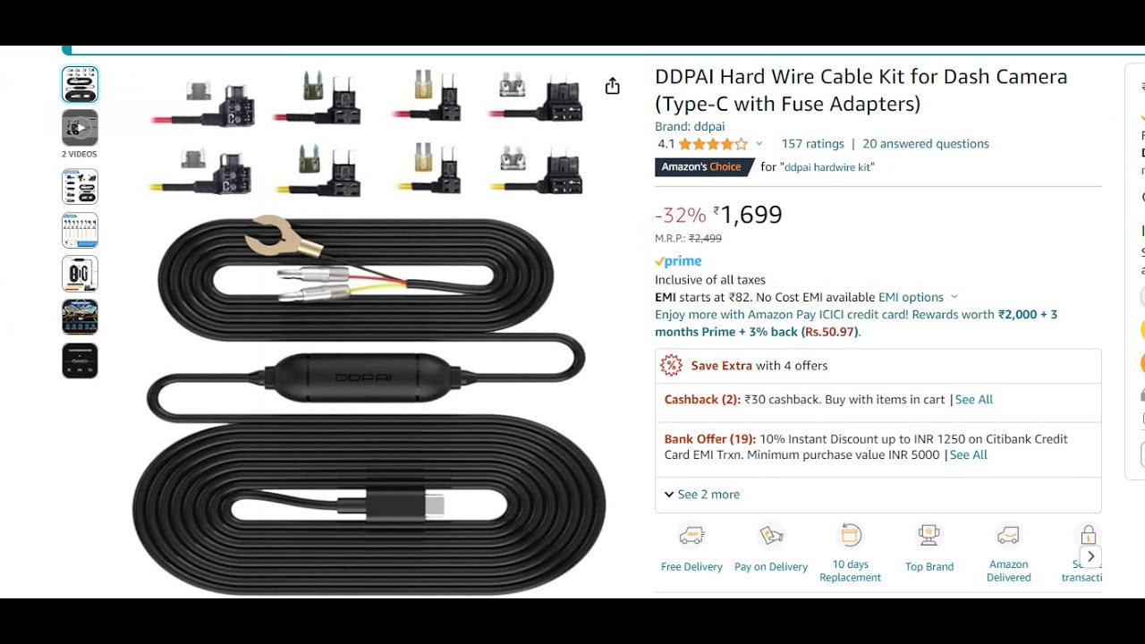ddpai hardwire kit type C Installation in #mgastor2023 INR1699 - YouTube
