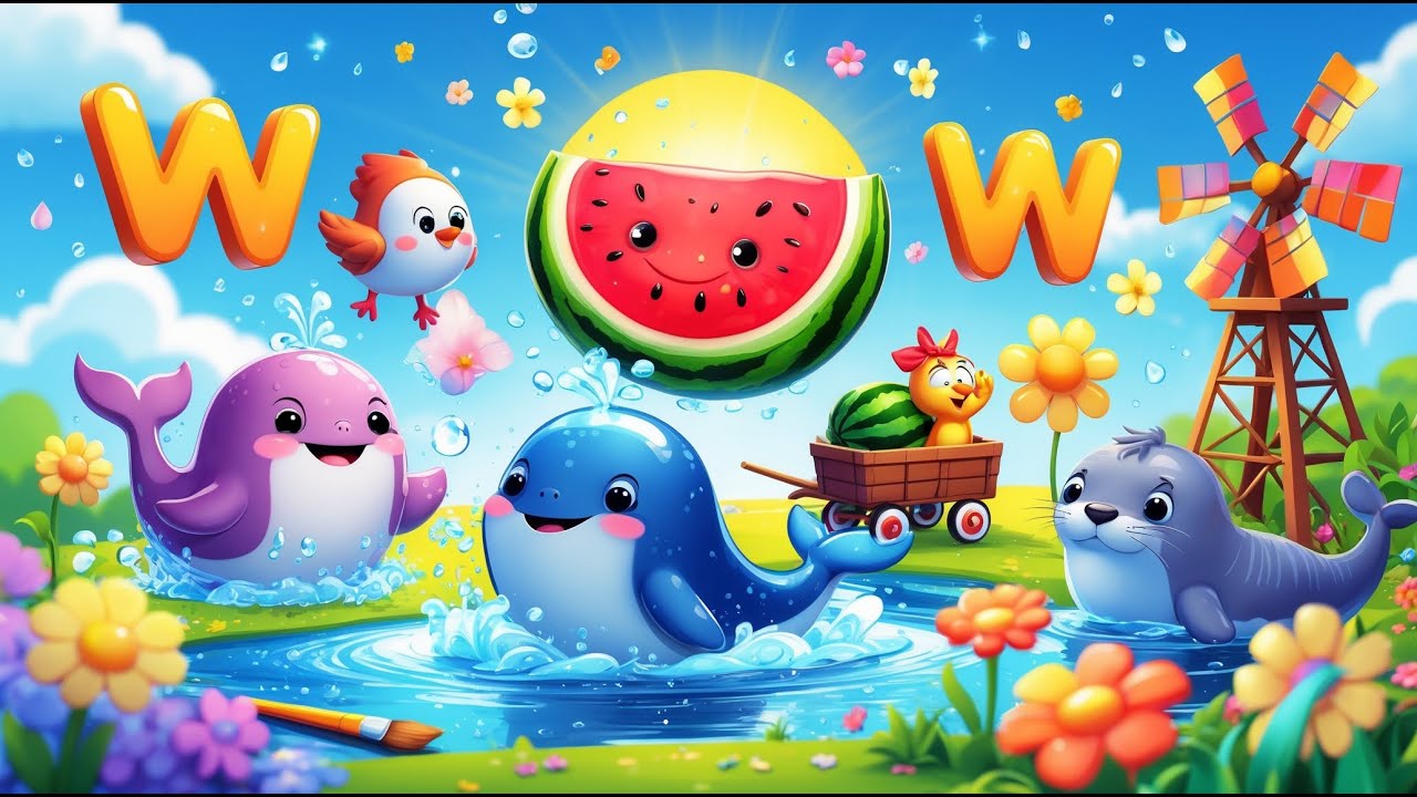 Learn Letter W with Whale, Watch & More 🐋⌚ | ABC Song for Kids ...