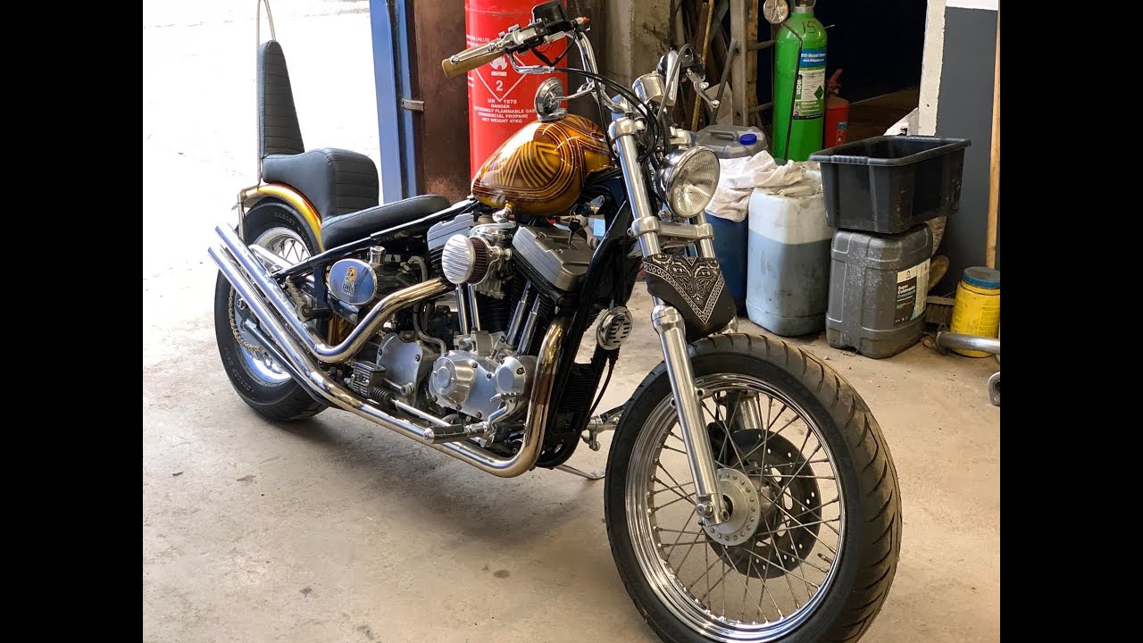 Hardtail Chopper Harley Davidson Rigid Evolution Sportster first start ...