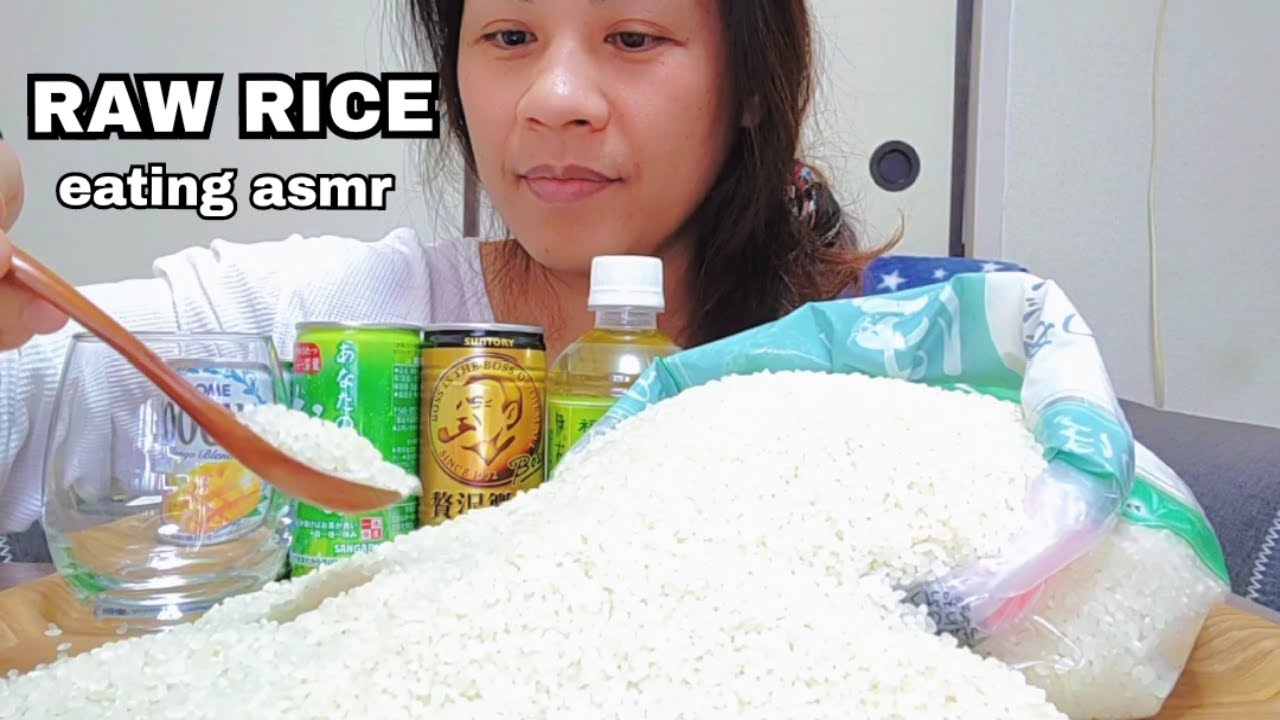 ASMR RAW RICE EATING - YouTube