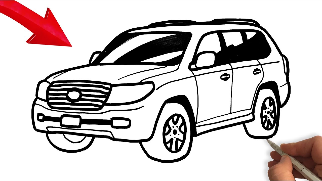 How to draw a TOYOTA LAND CRUISER easy step by step - How to draw a car ...