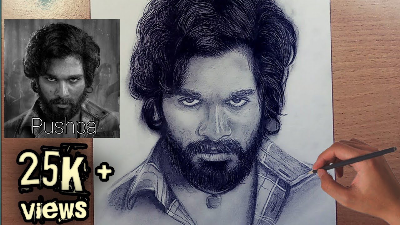 pushpa movie drawing || allu arjun as pushpa pencil drawing || Suraj ...