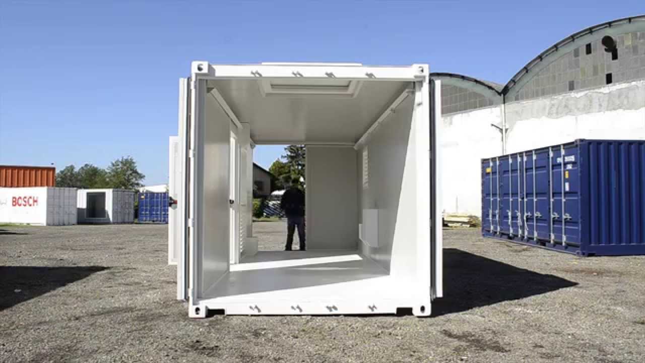 Container 20 piedi doppia porta officina - YouTube