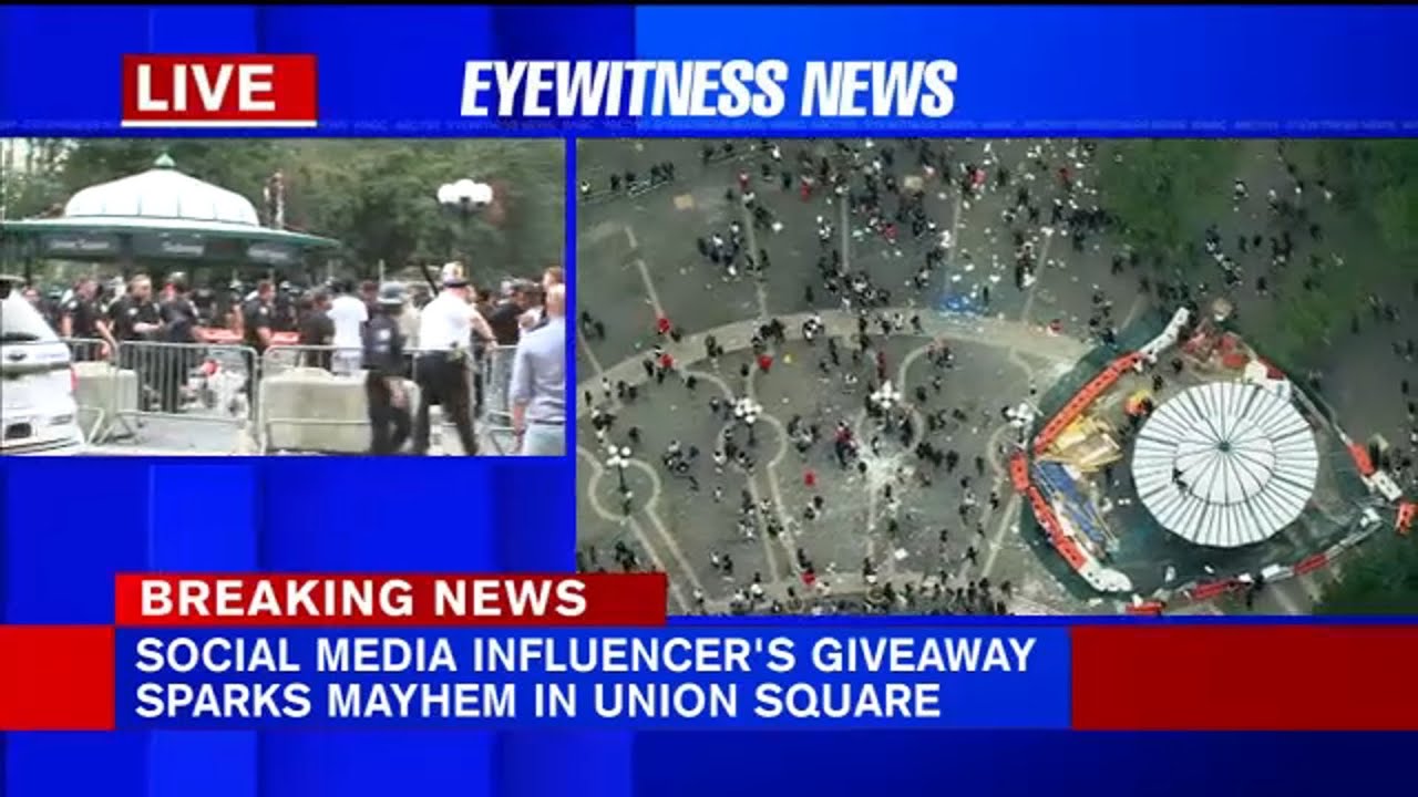 Crowds begin to disperse in Union Square after social media influencer ...