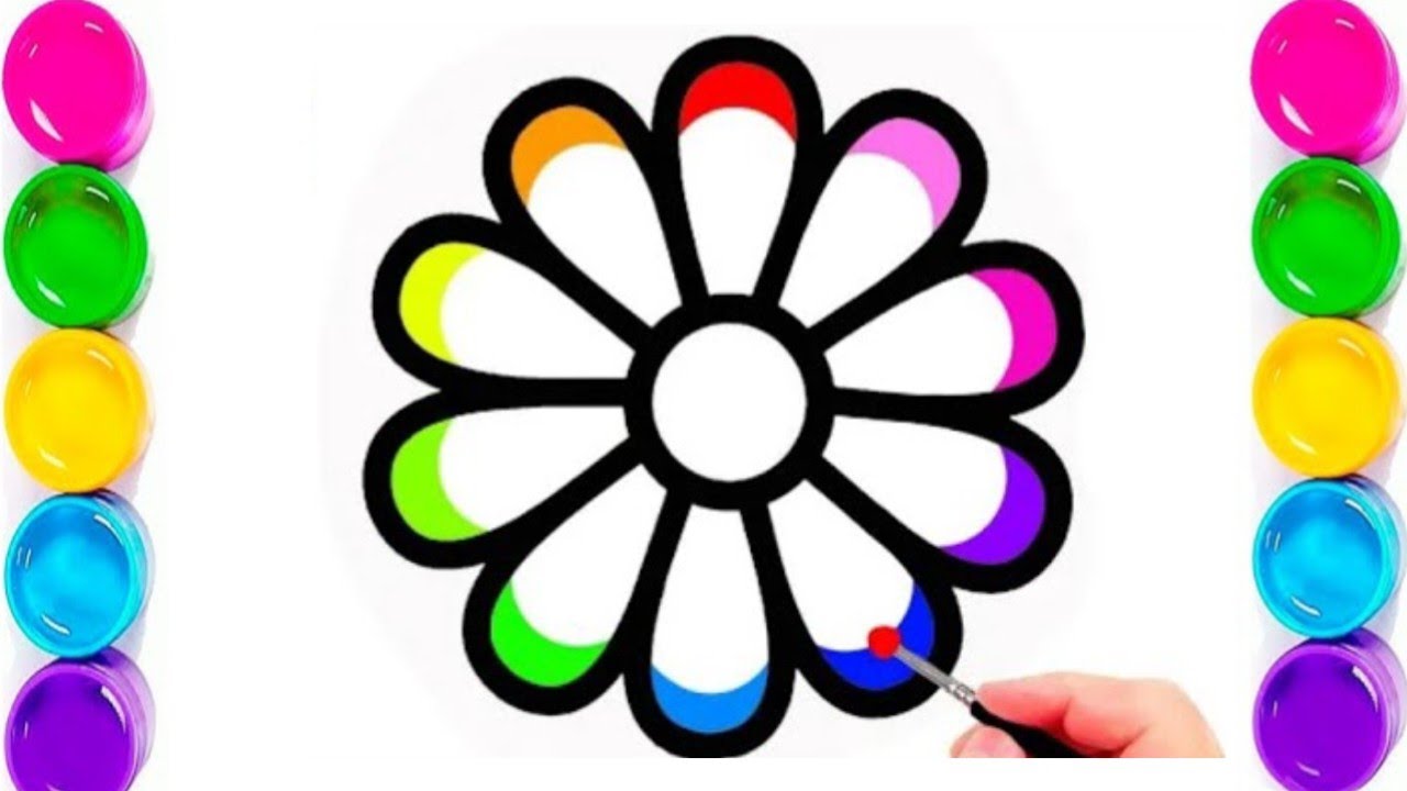 How to draw flower 🌻🌹 for kids, Easy Drawing step by step for children ...