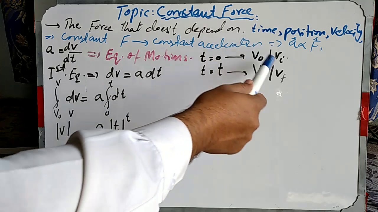 CONSTANT FORCE EQUATION OF MOTION - YouTube