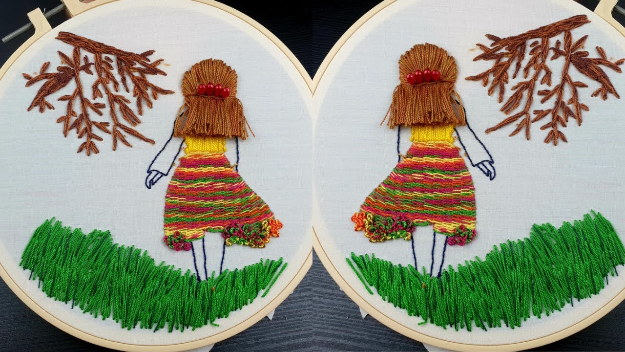 How to make hair embroidery | Amazing trick to make original hair in ...