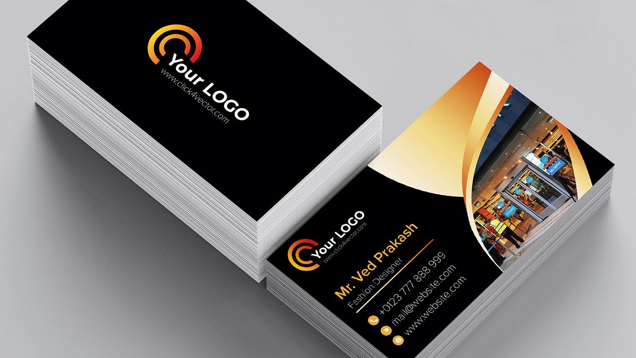 Professional Visiting Card Tutorial | Graphic Business card design in ...
