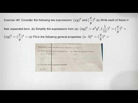 Exercise #2: Consider the following two expressions: (xy)^3 and ((x)/(y))^3 (a) Write each of ...