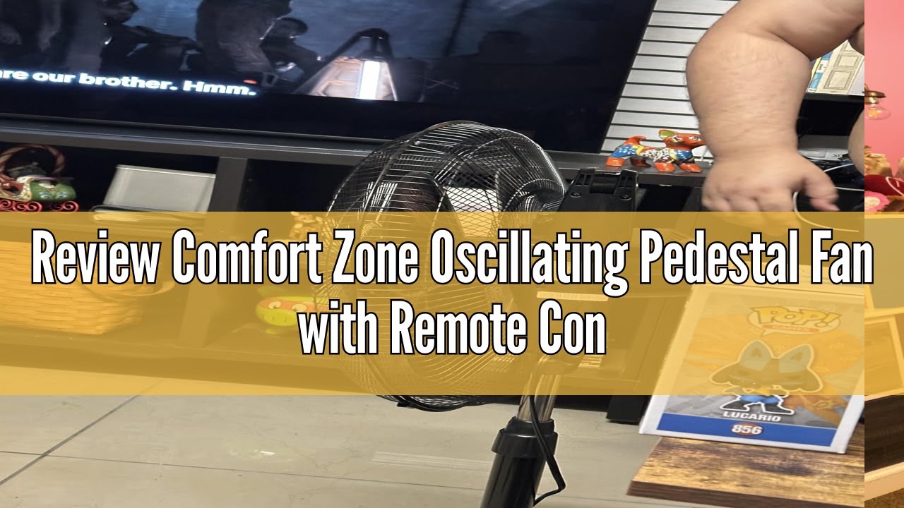 Review Comfort Zone Oscillating Pedestal Fan with Remote Control, Stand ...
