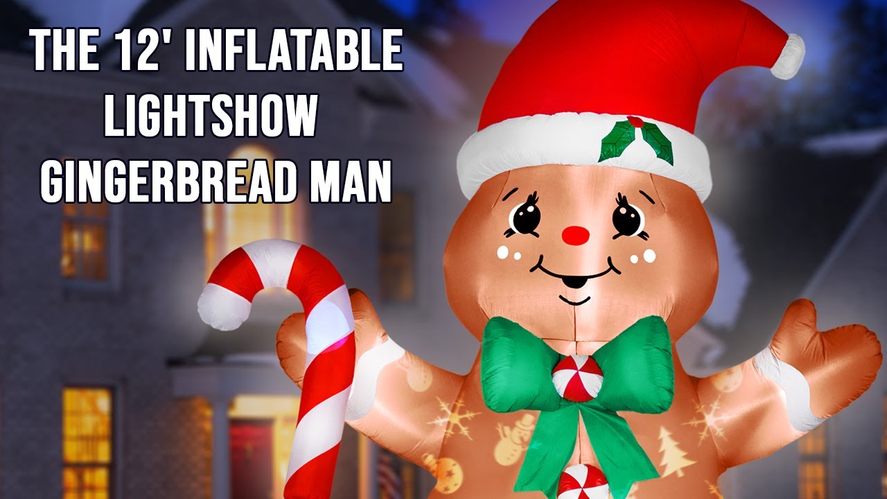 The 12' Inflatable Lightshow Gingerbread Man - YouTube