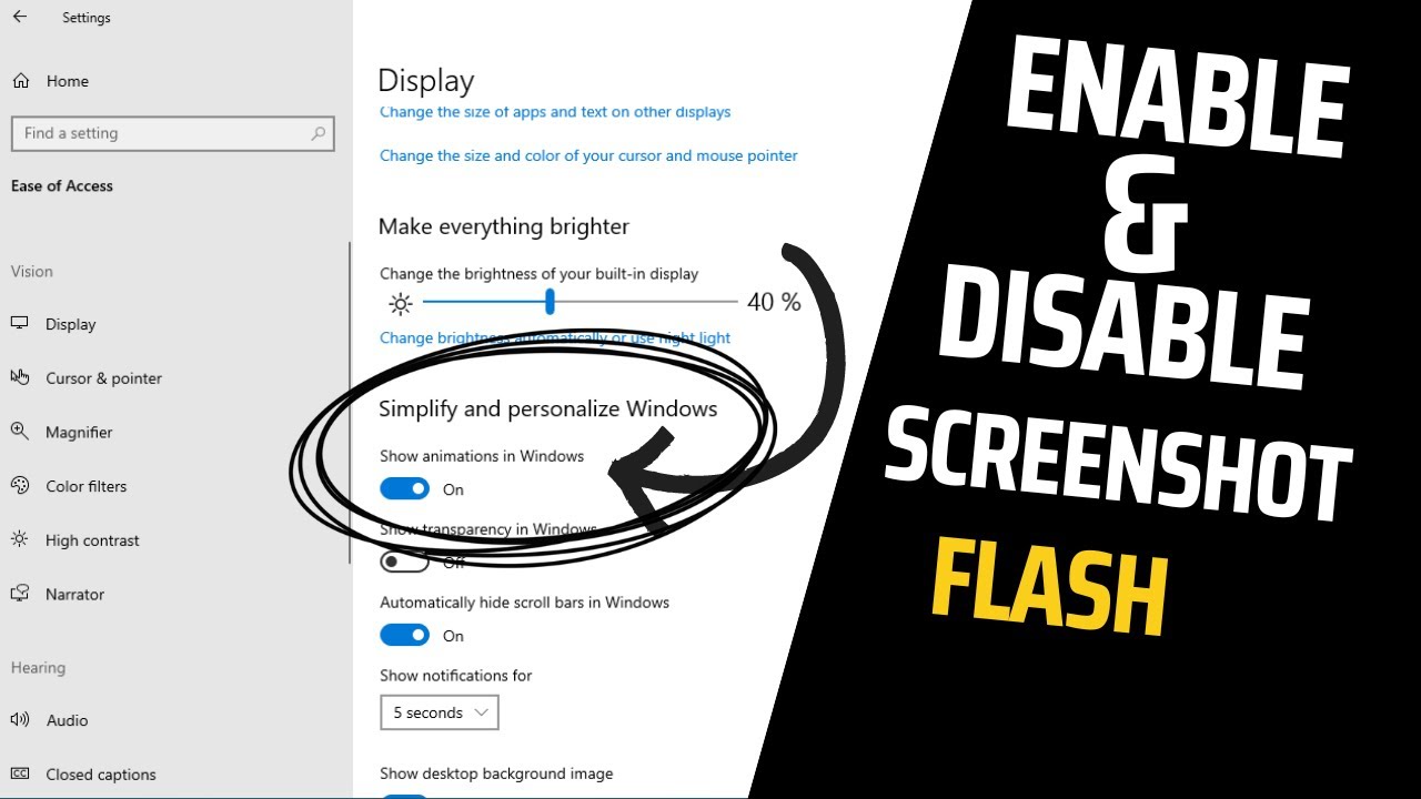 How to Enable/Disable Screenshot Flash on Windows 10 in 2022 - YouTube