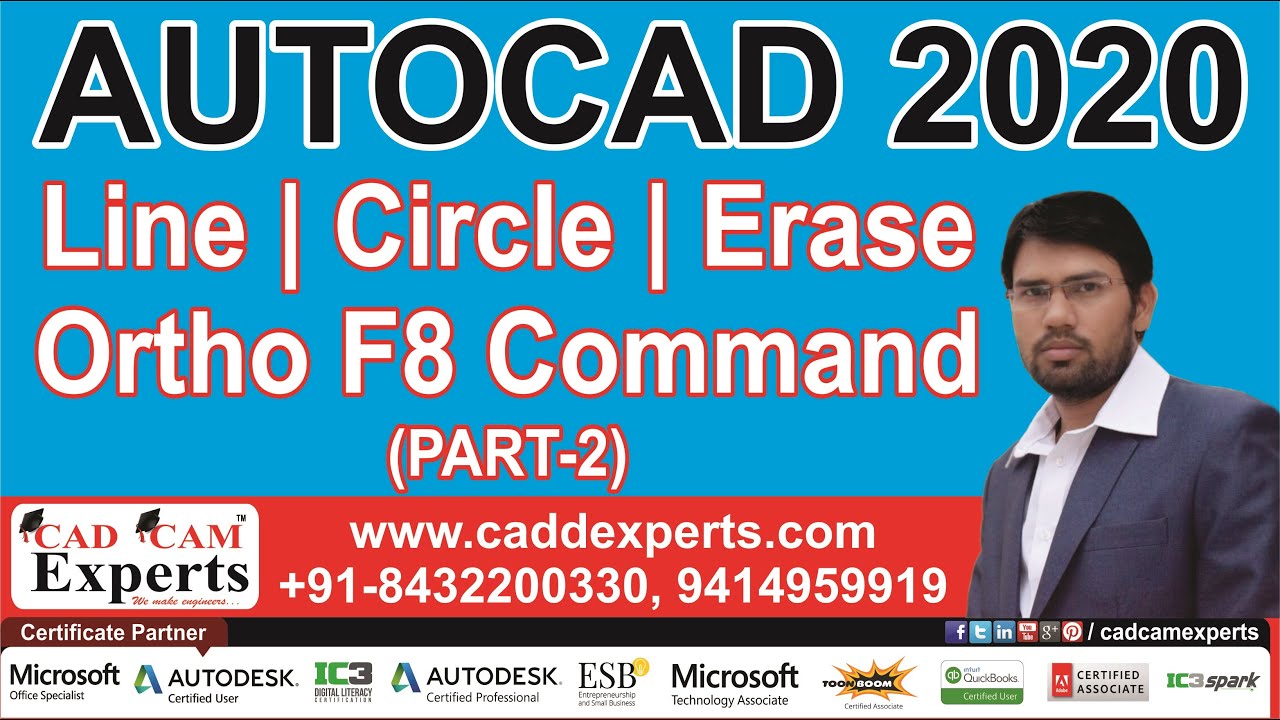 AutoCAD 2020 (Part-02) Line | Circle | Erase | Ortho F8 Command | Full ...