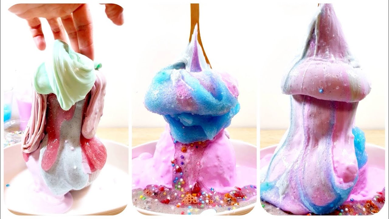 😱Volcanic Eruptions Slime🤌快手🌋火山爆發彩虹史萊姆🌈★Slime ASMR Relaxing Oddly ...