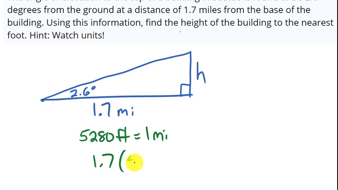Trig app height of building - YouTube